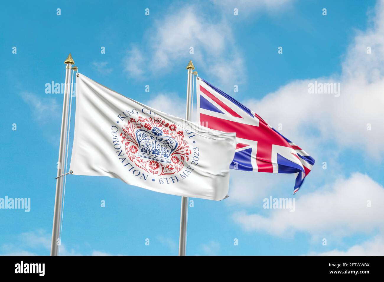 Flags fly for King Charles III Coronation with Union Jack Stock Photo ...