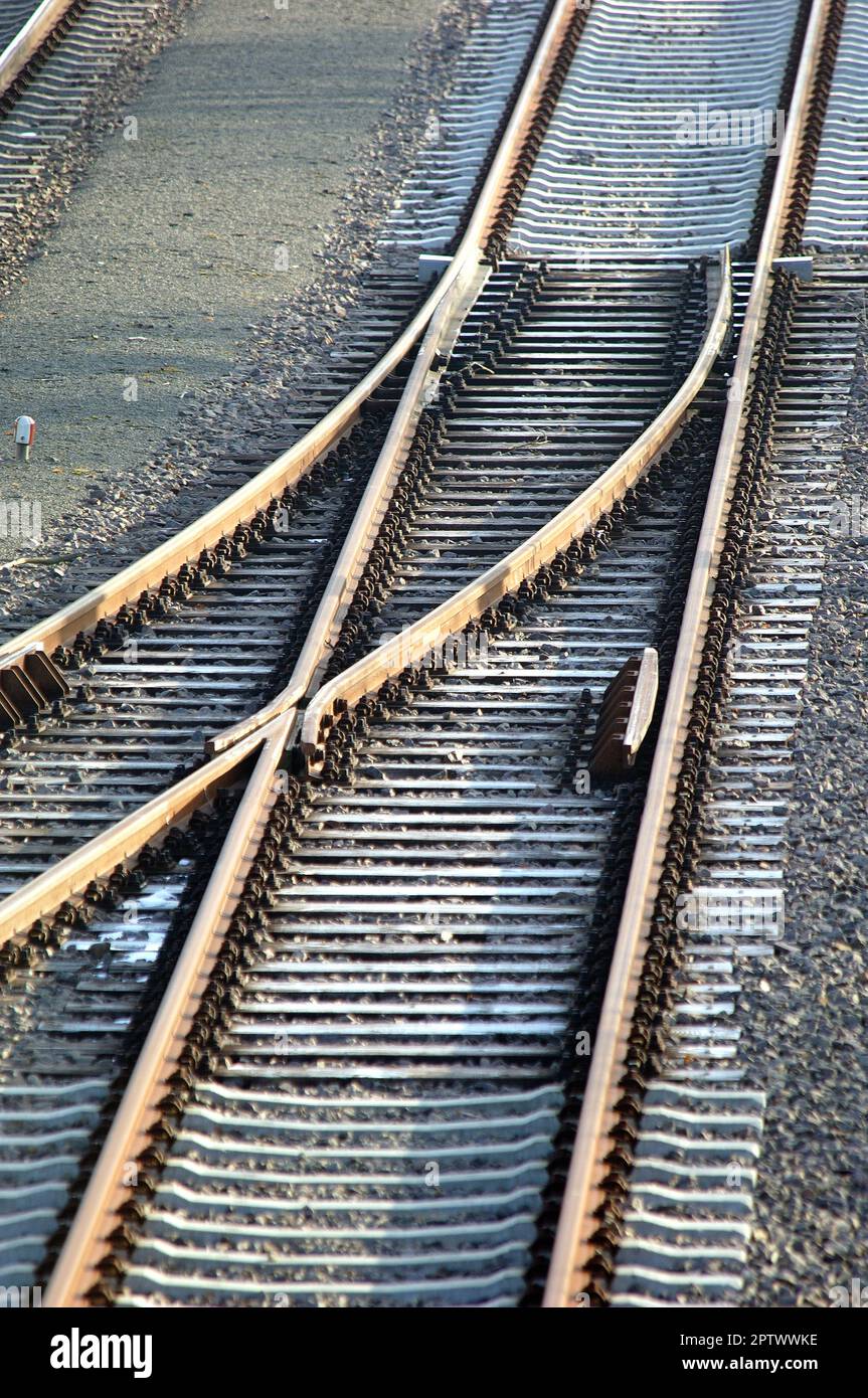 Railroad tracks, tracks and sleepers of a railway line Stock Photo - Alamy