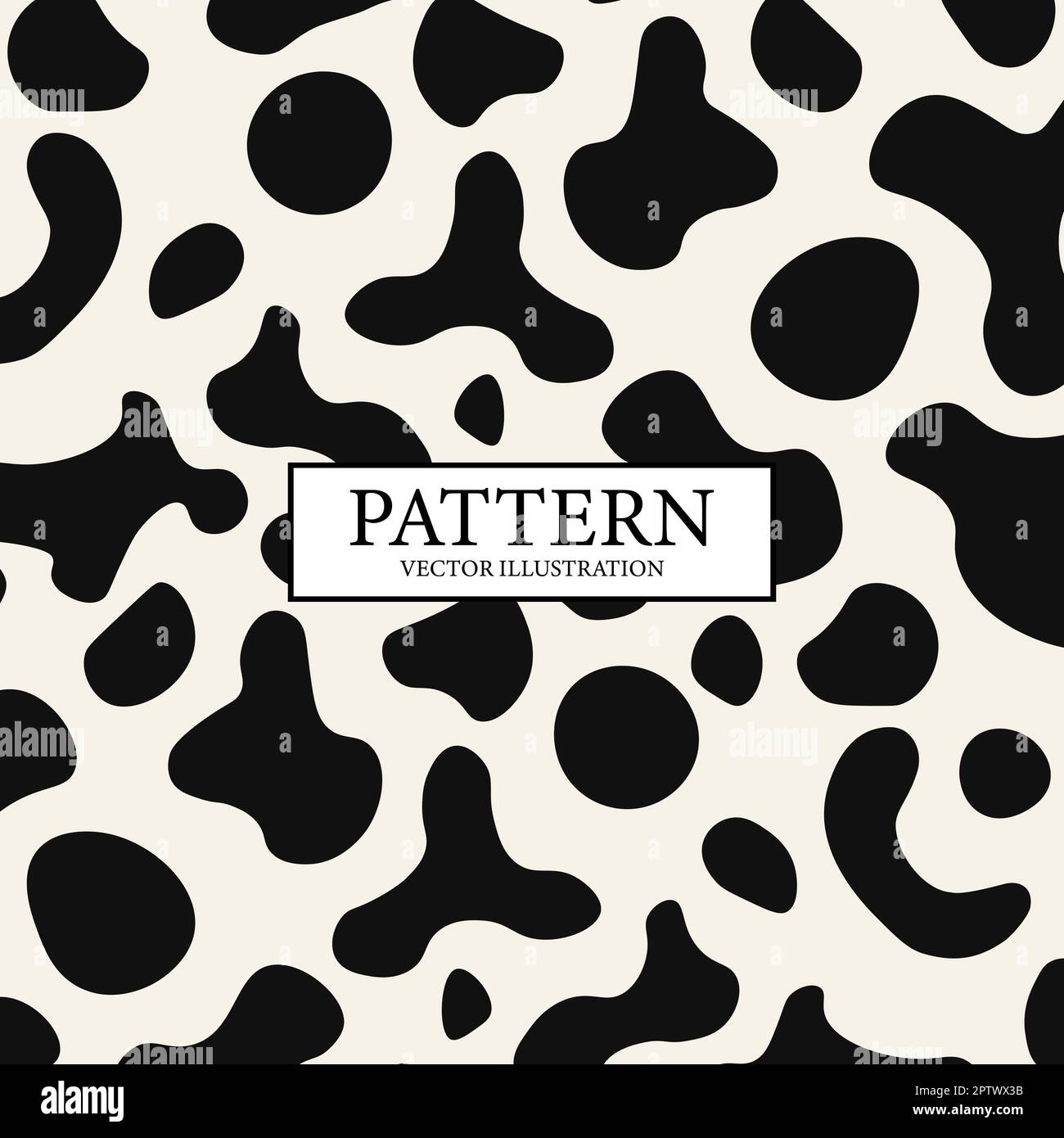 Cow skin pattern, black and white texture - Vector illustration Stock ...