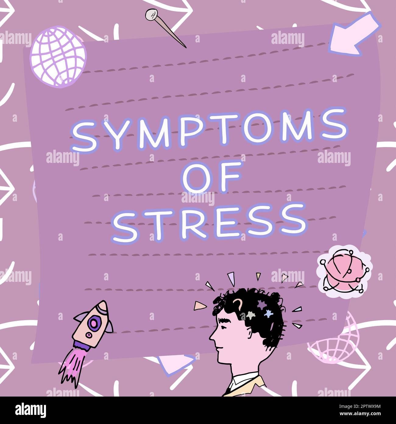 Text caption presenting Symptoms Of Stress, Concept meaning serving as ...