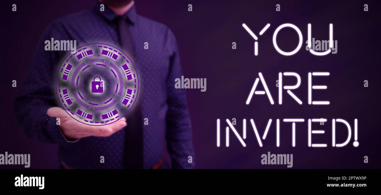 Conceptual display You Are Invited, Word for Receiving and invitation ...