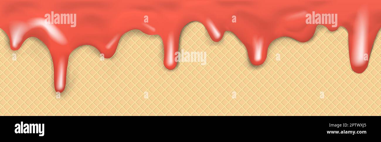Sweet seamless panoramic ice cream pattern with dripping caramel icing ...