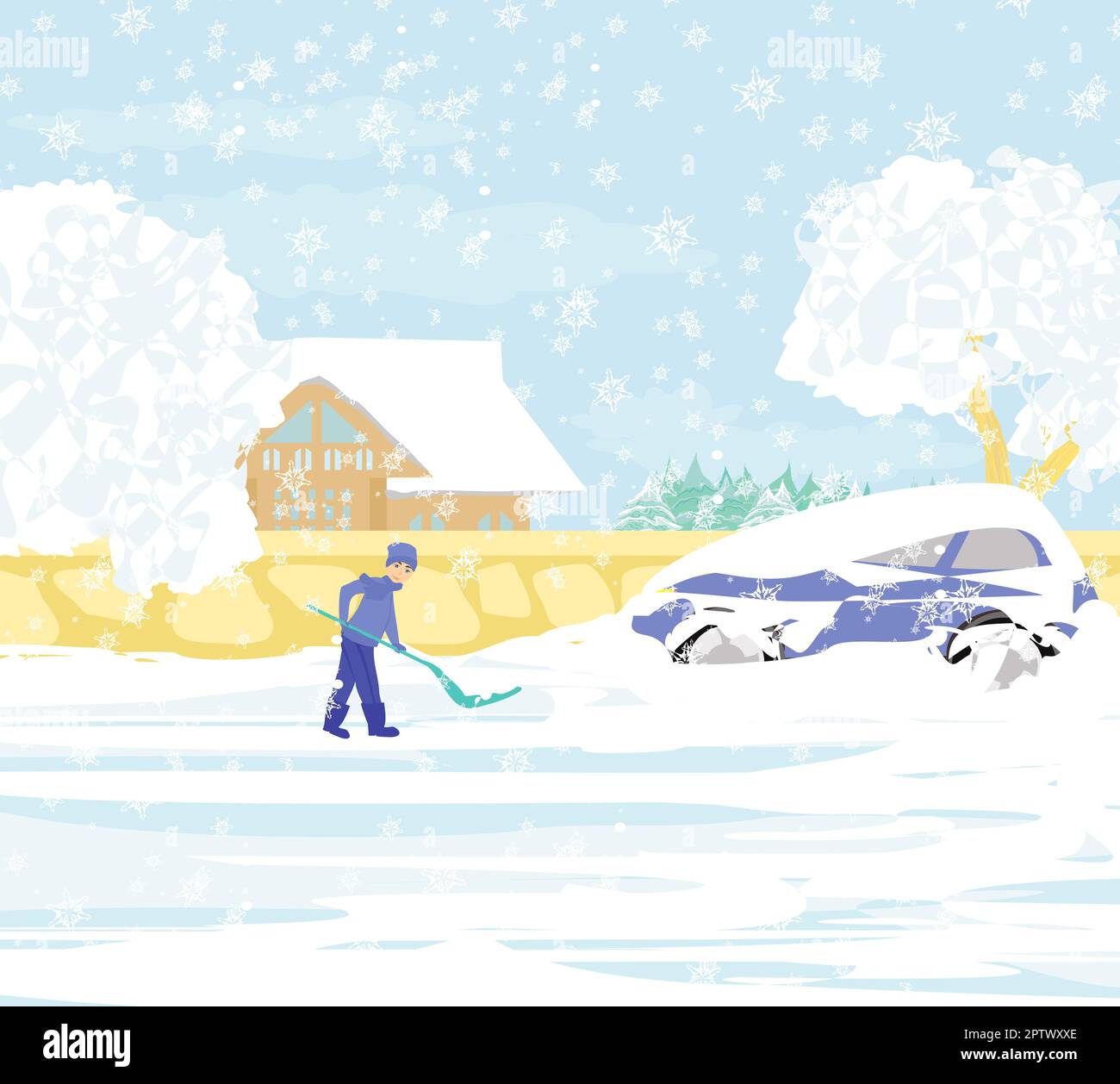 Car stuck snow sad man winter hi-res stock photography and images - Alamy