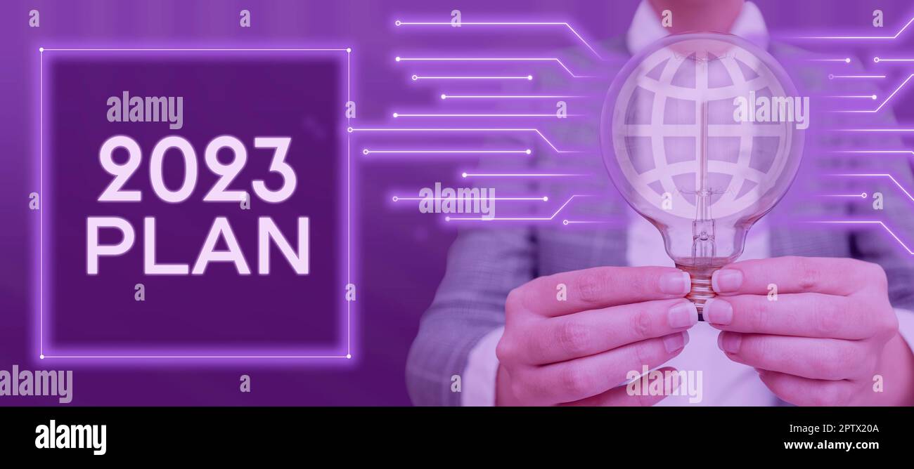 Text sign showing 2023 Plan, Business idea setting up your goals and ...