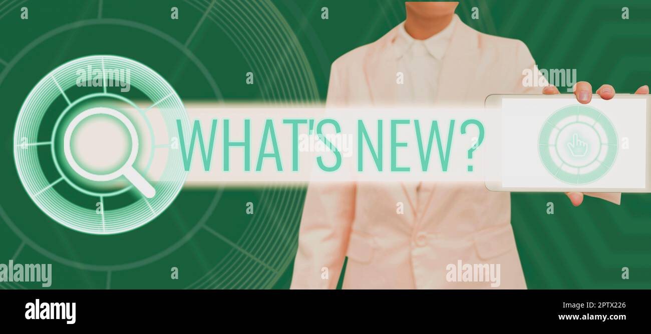 Text caption presenting What's New, Business approach Asking about ...
