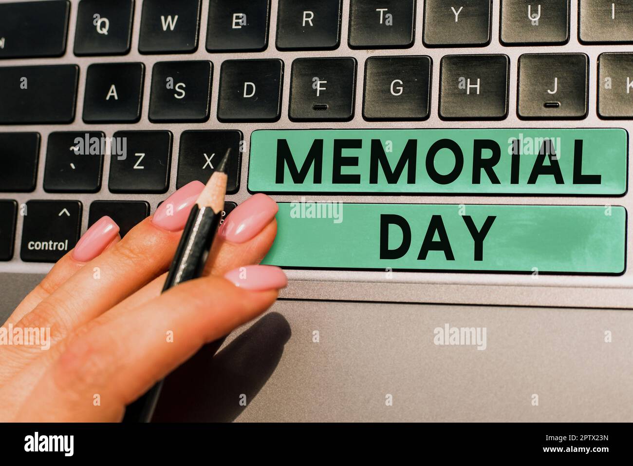 Hand writing sign Memorial Day, Word for To honor and remembering those ...