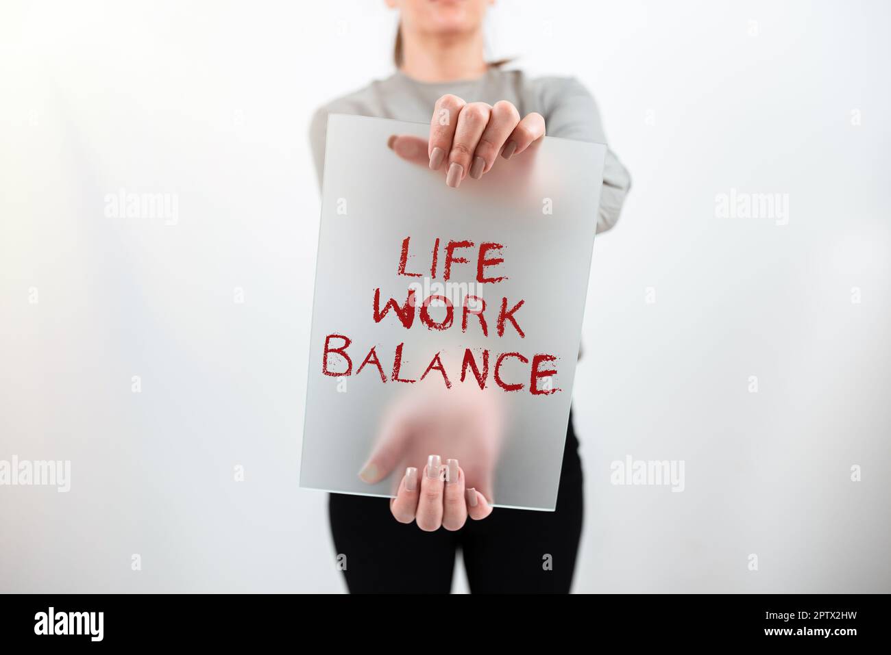Hand writing sign Life Work Balance, Internet Concept stability person ...