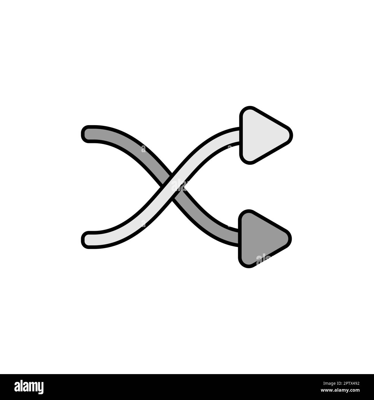 Shuffle color vector grayscale icon. Crossed arrows. Media player ...
