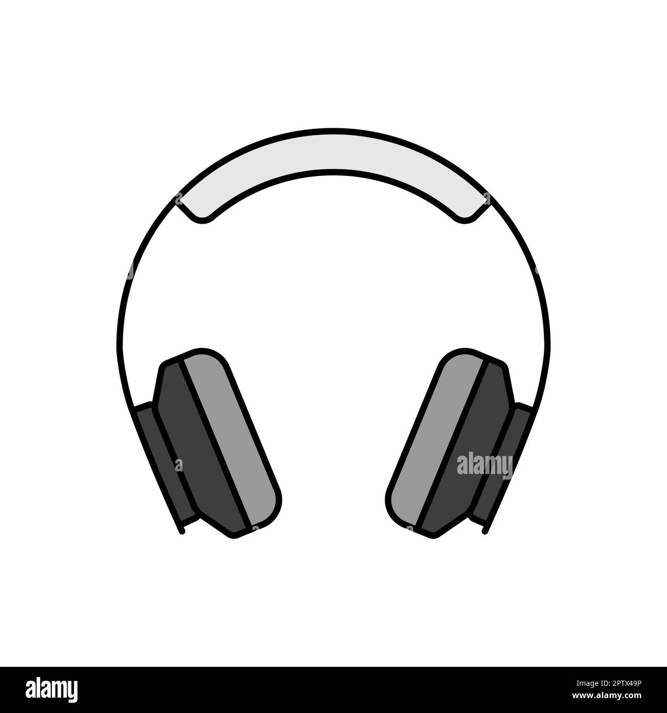 Over-ear headphones vector grayscale icon. Graph symbol for music and ...