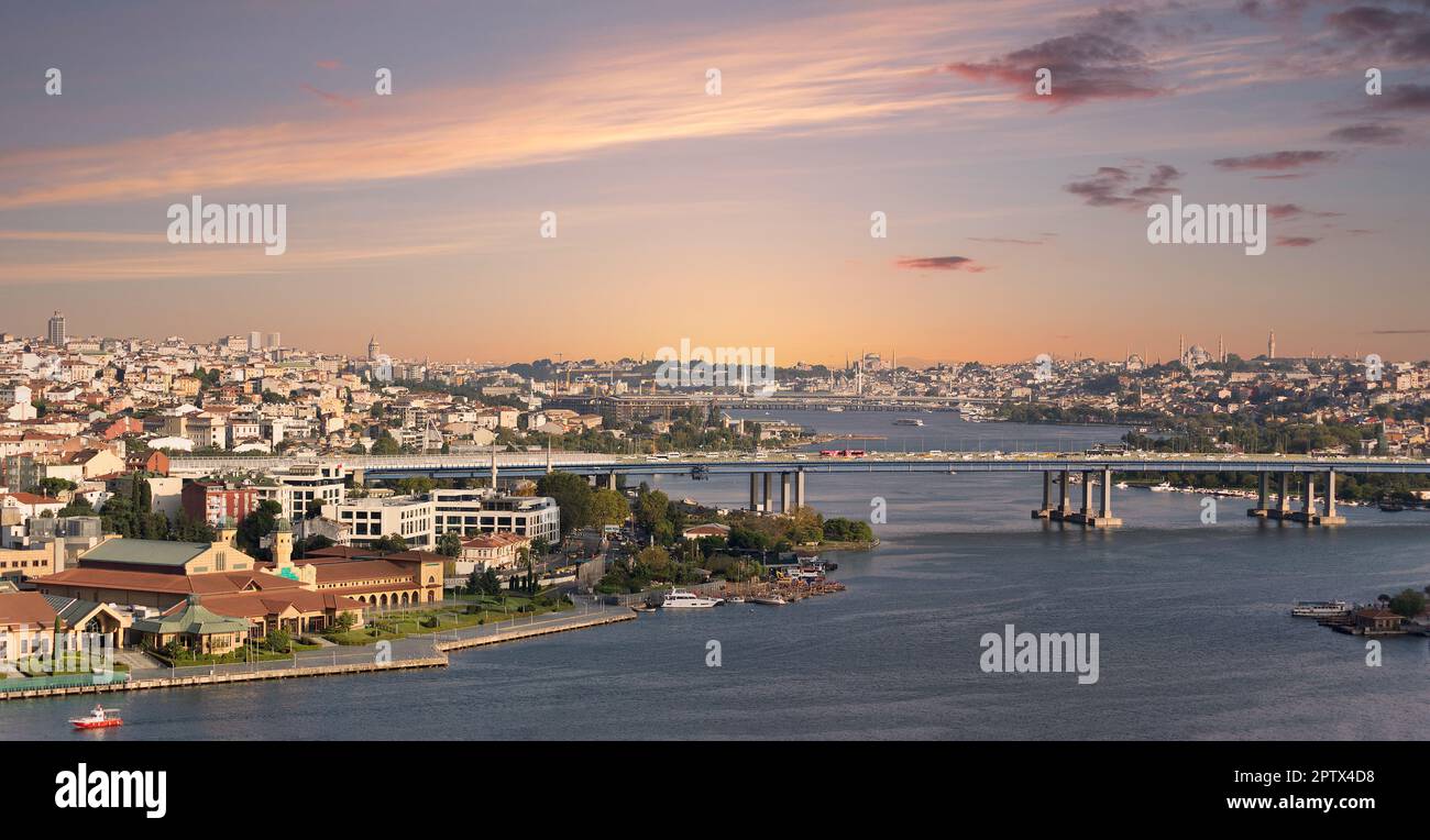 Istanbul city view from Pierre Loti Teleferik station overlooking ...