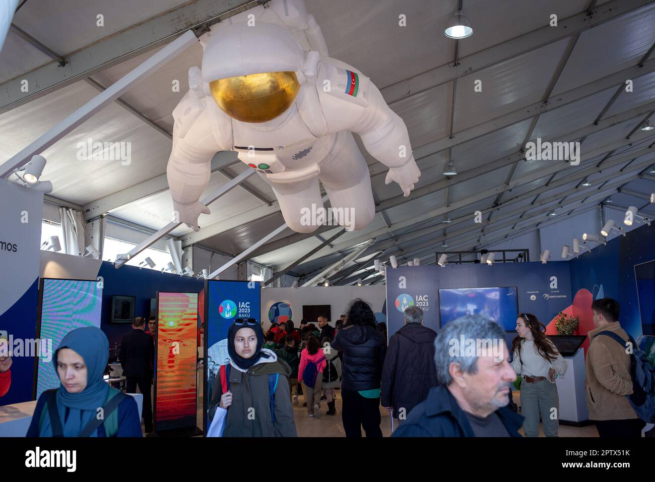 April 28, 2023: People visiting the Teknofest festival at Ataturk Airport in Istanbul, Turkey on ...