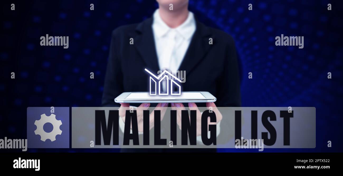 Conceptual display Mailing List, Business approach list of people who ...