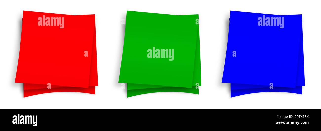Stickie Note blank template red, green and blue (RGB) for presentation ...