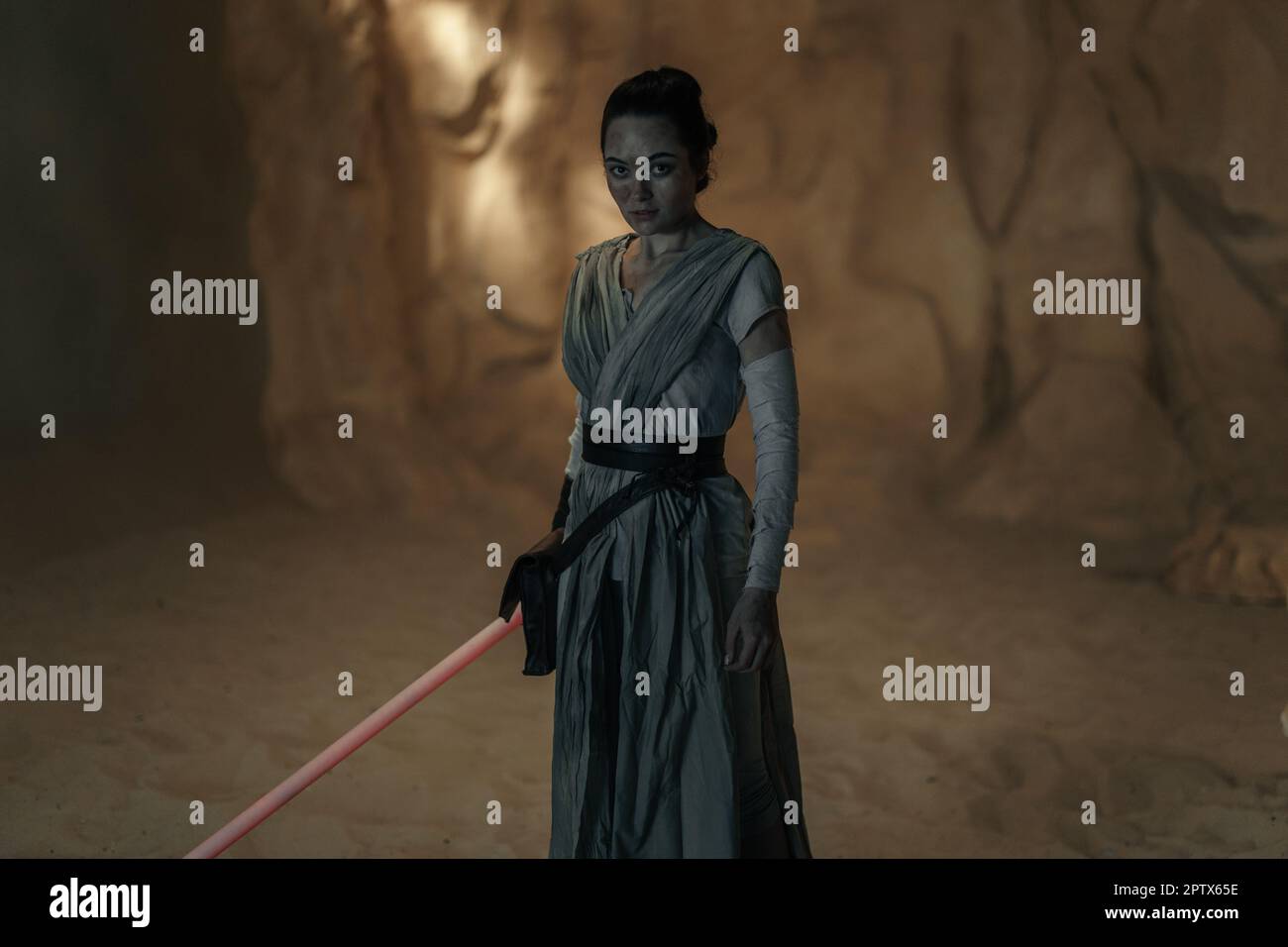 Kyiv, Ukraine - April 14, 2023: Cosplayer girl portrays character Rey ...