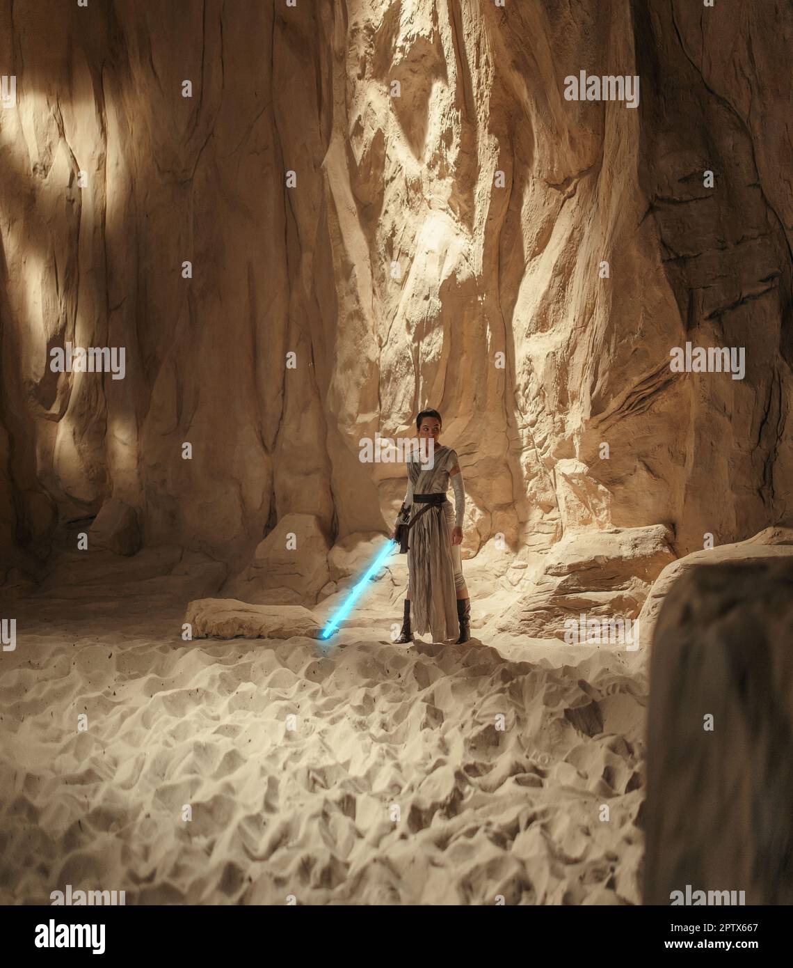 Kyiv, Ukraine - April 14, 2023: Cosplayer girl portrays character Rey ...