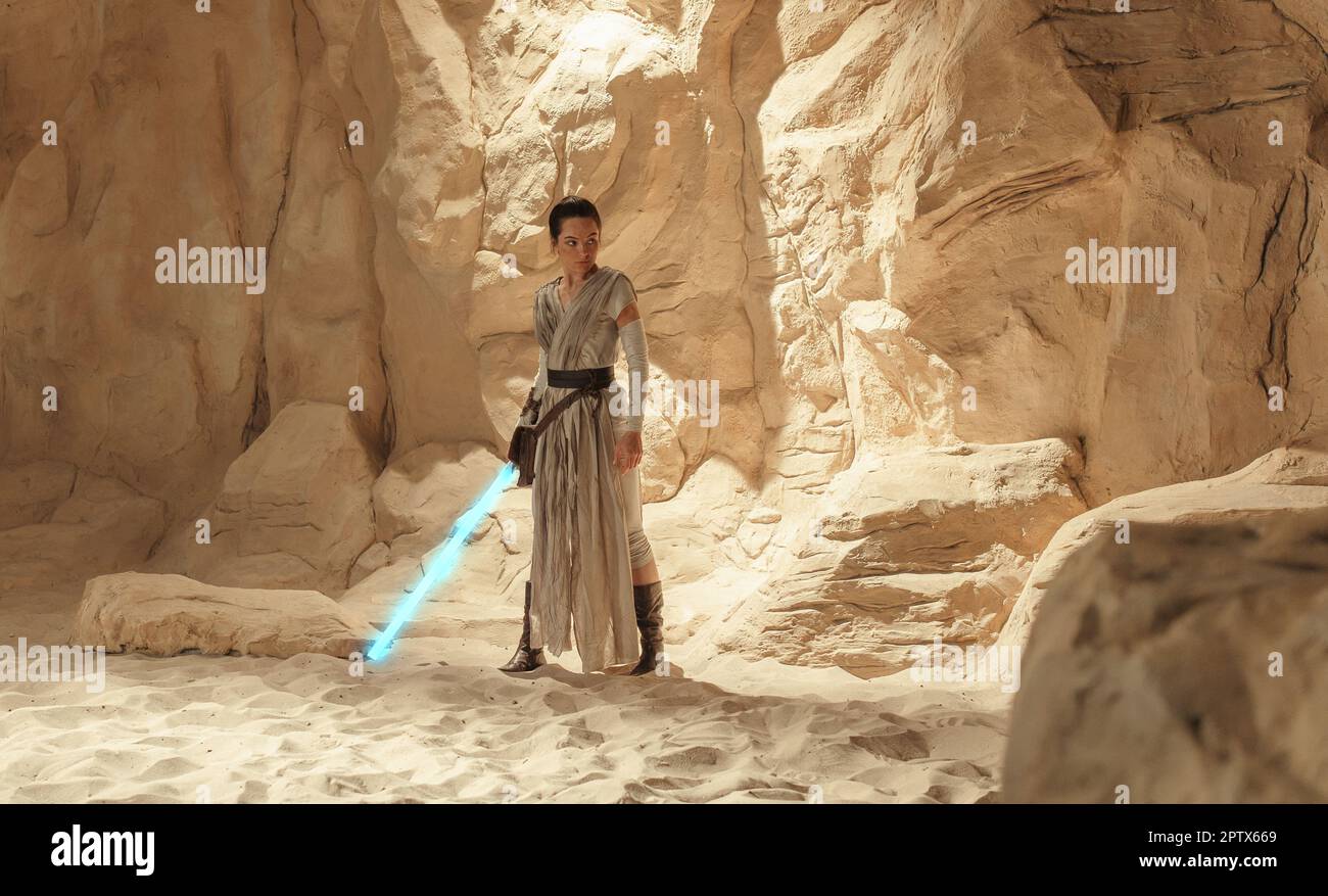 Kyiv, Ukraine - April 14, 2023: Cosplayer girl portrays character Rey ...