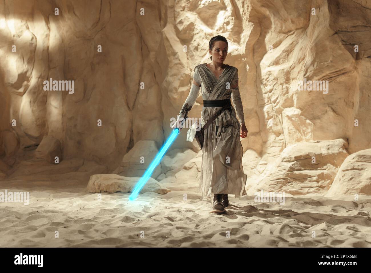 Kyiv, Ukraine - April 14, 2023: Cosplayer girl portrays character Rey ...