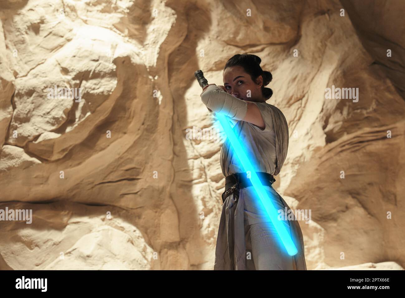 Kyiv, Ukraine - April 14, 2023: Cosplayer girl portrays character Rey ...