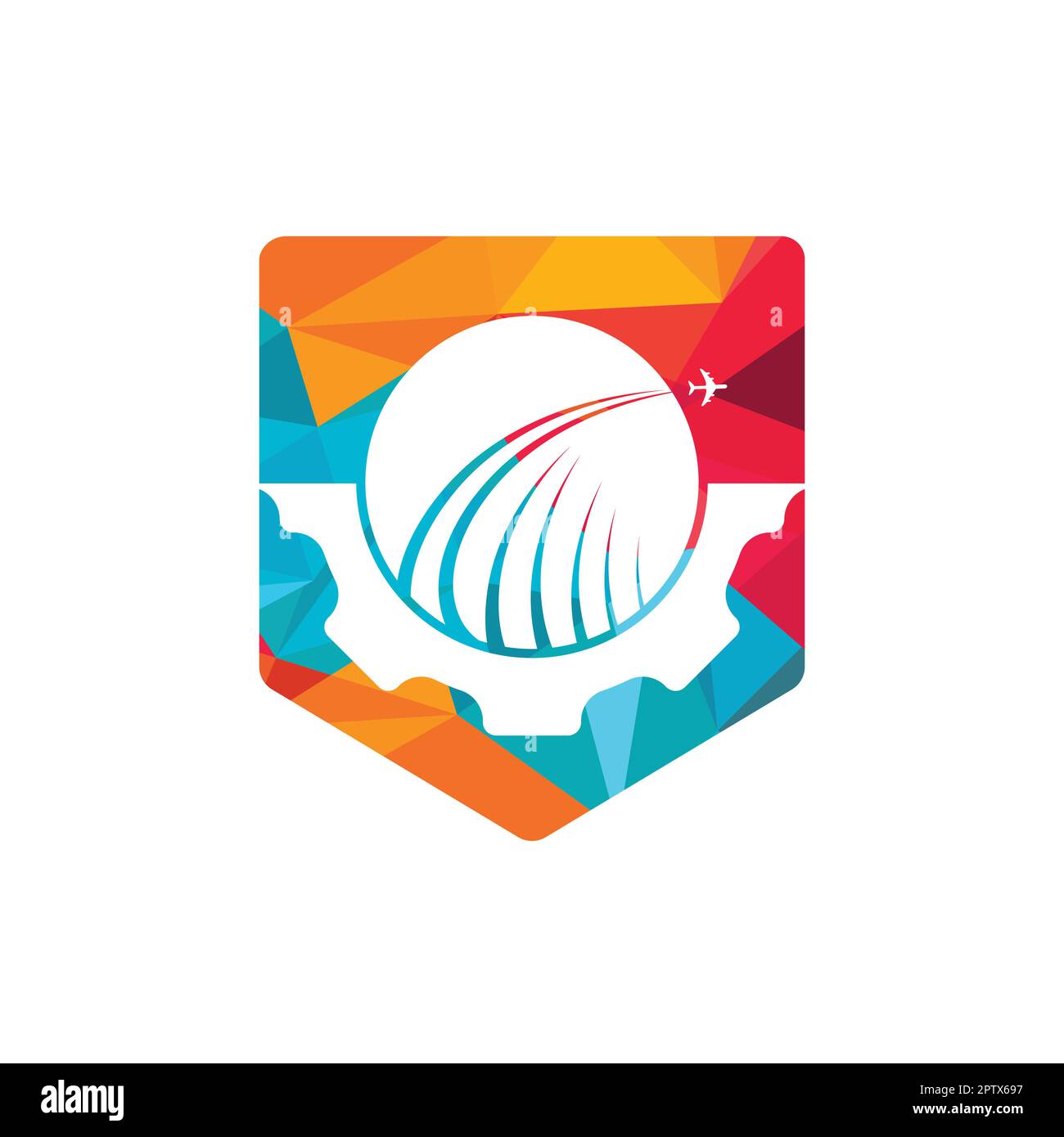 Gear travel vector logo design. Abstract airplane travel fly with gear ...
