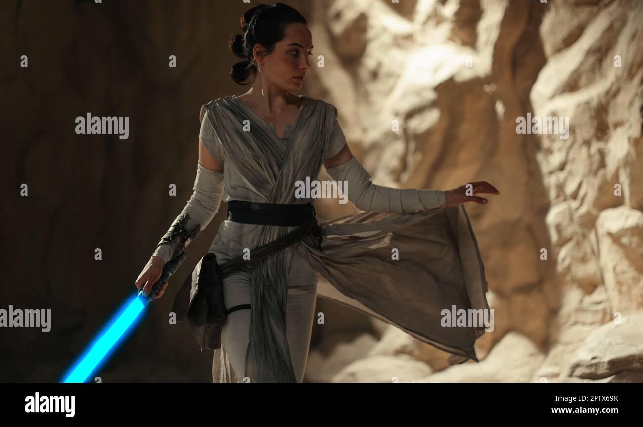 Kyiv, Ukraine - April 14, 2023: Cosplayer girl portrays character Rey ...