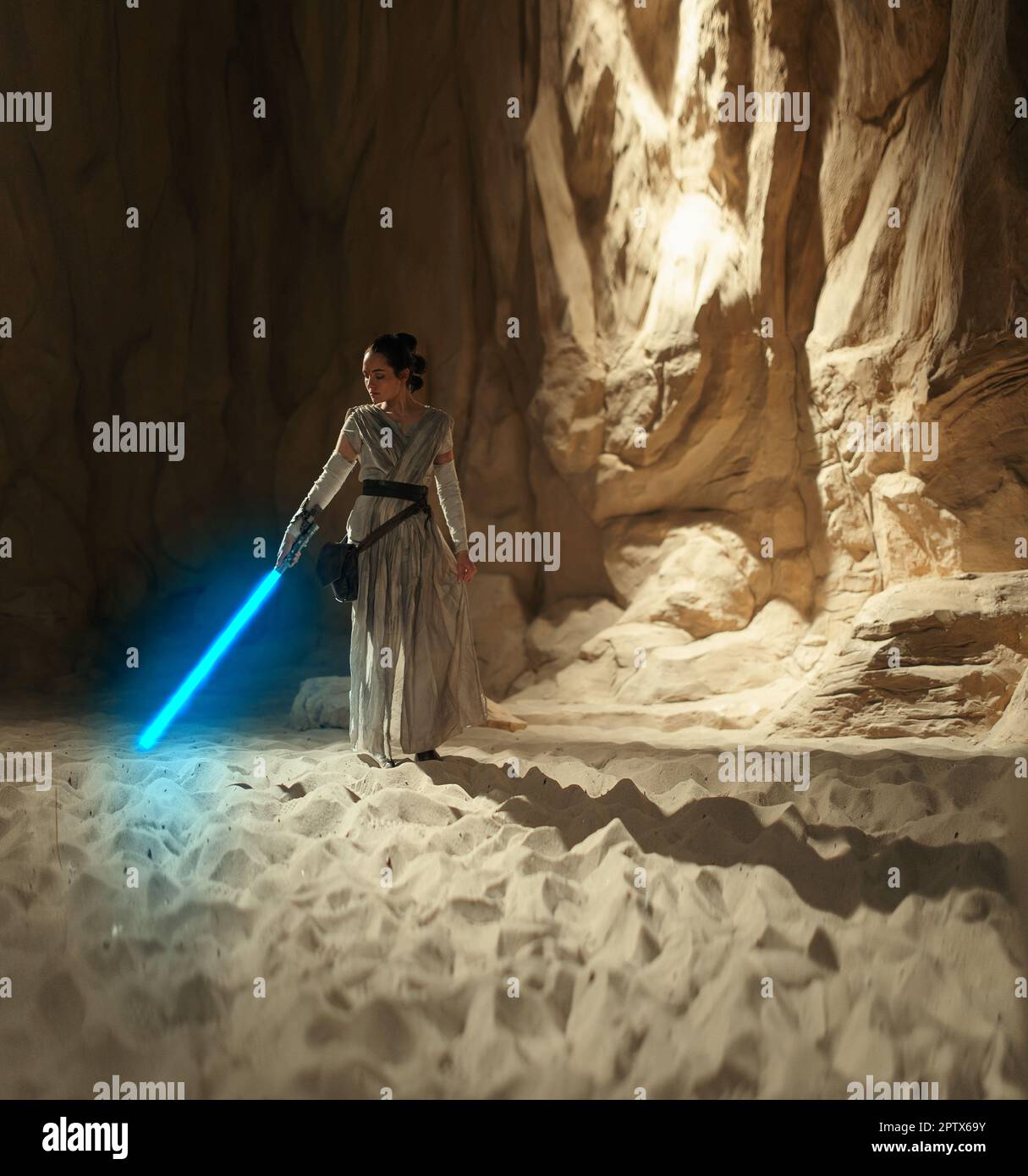 Kyiv, Ukraine - April 14, 2023: Cosplayer girl portrays character Rey ...