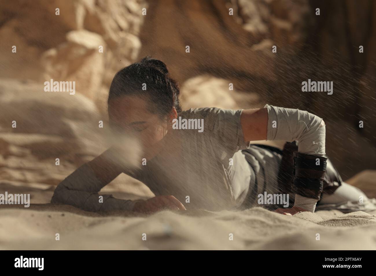 Kyiv, Ukraine - April 14, 2023: Cosplayer girl portrays character Rey ...