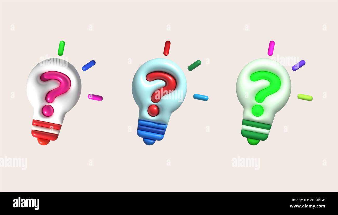 3d illustration light bulb and question mark creative question ideas ...
