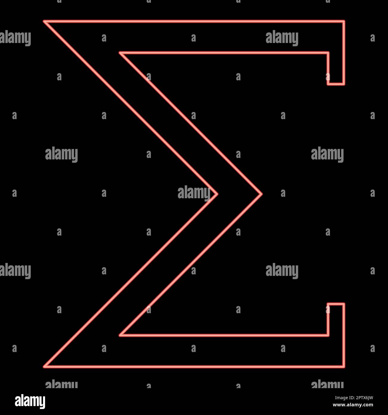 Neon sigma greek symbol capital letter uppercase font red color vector ...