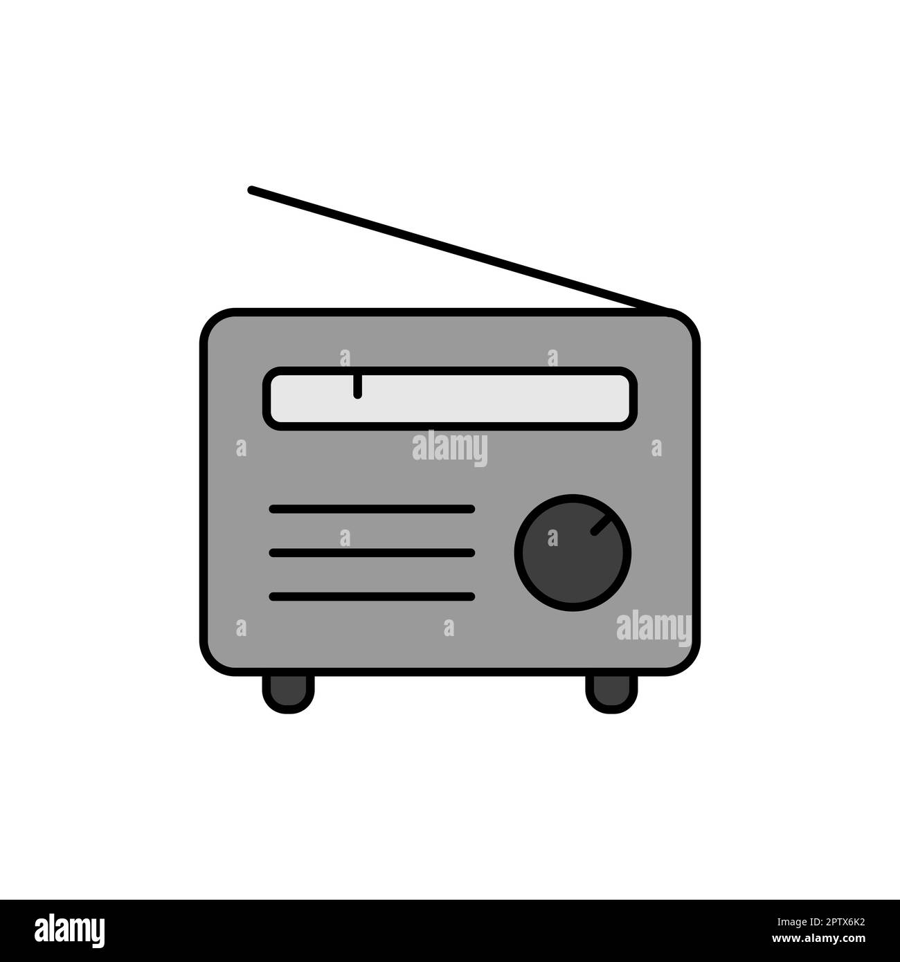 Retro radio color vector grayscale icon. Graph symbol for music and ...