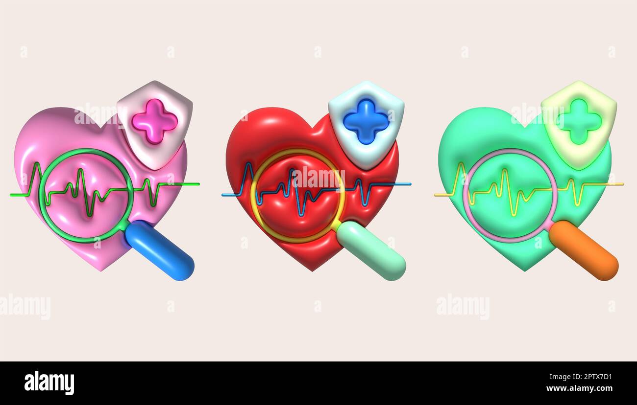 3D illustration. Finding and preventing cardiac vital signs for design ...