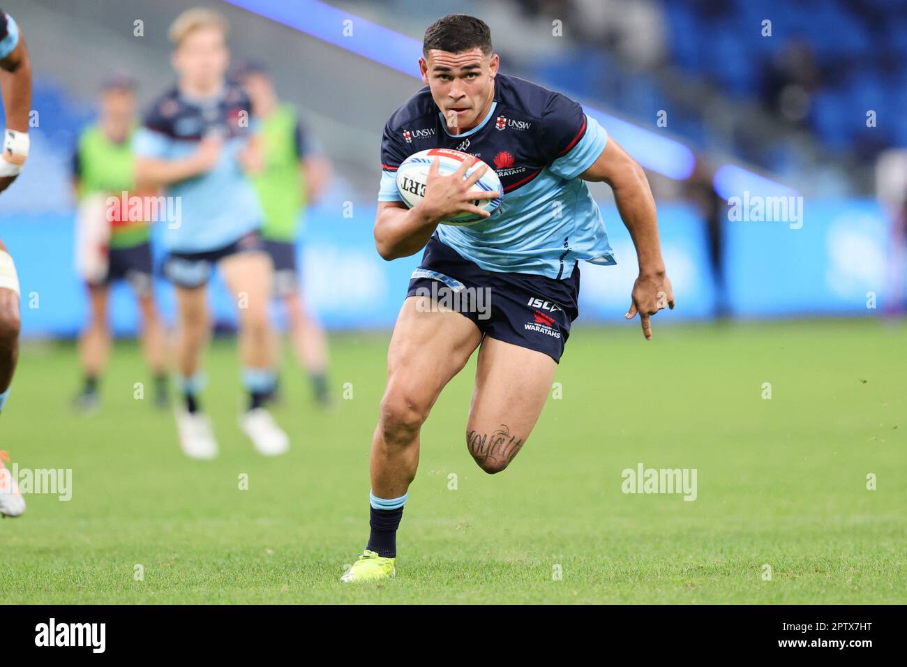 Sydney, Australia, 28 April, 2023. Lalakai Foketi of Waratahs warms up ...