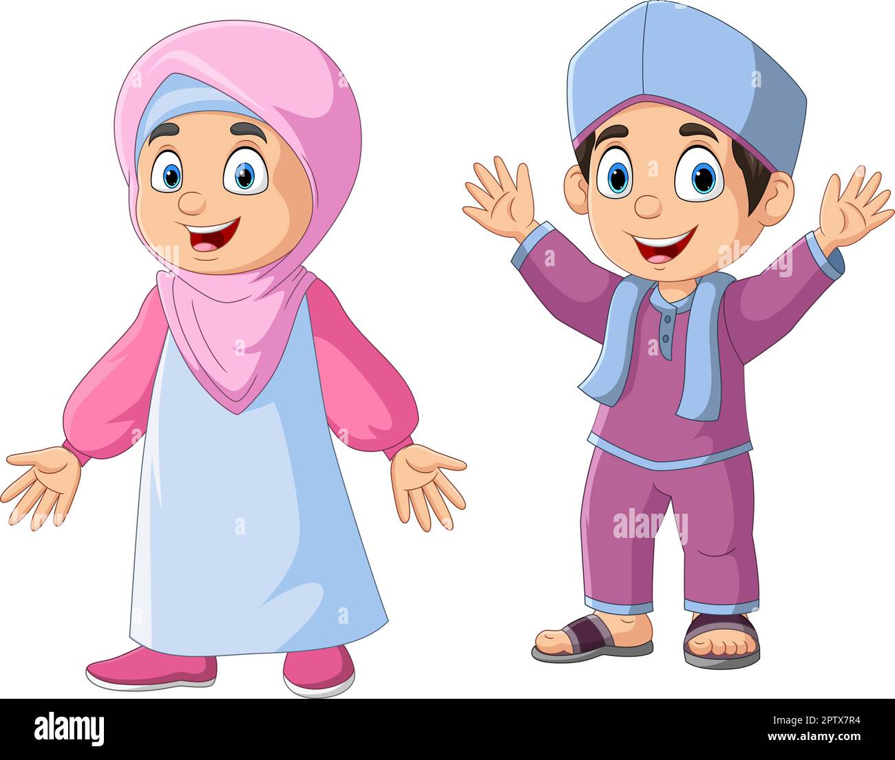 Happy muslim boy and girl cartoon Stock Vector Image & Art - Alamy