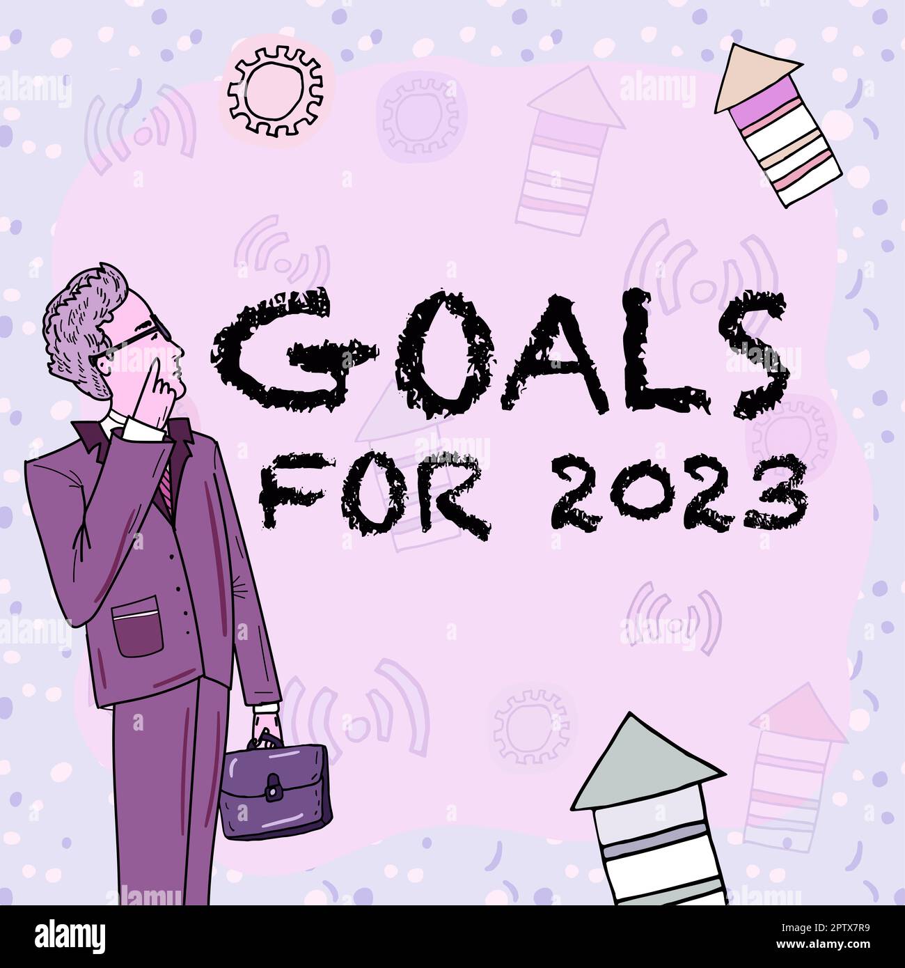 Hand writing sign Goals For 2023, Business showcase The following ...