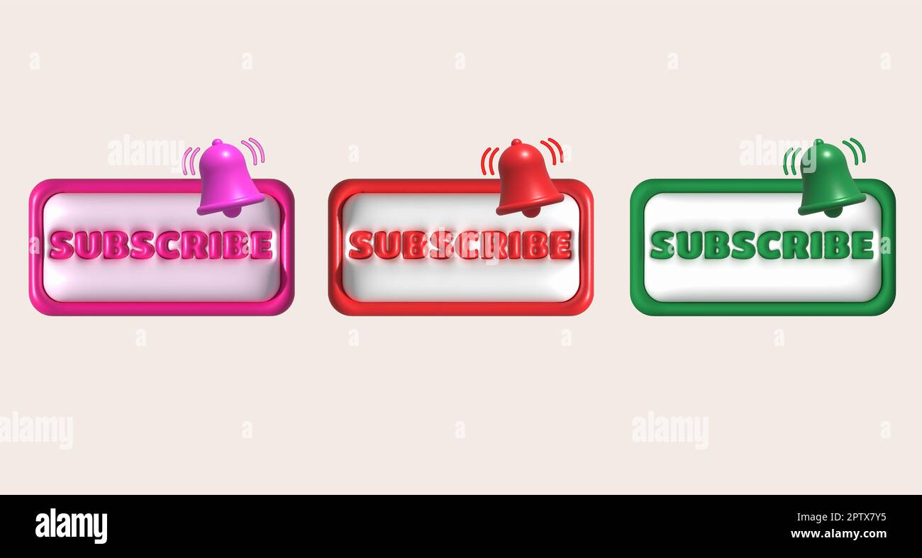 3D illustration subscribe icon. Subscribe button. 3D element Stock ...