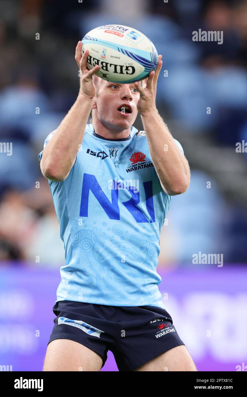 Sydney, Australia, 28 April, 2023. Max Jorgensen of Waratahs catches a ...