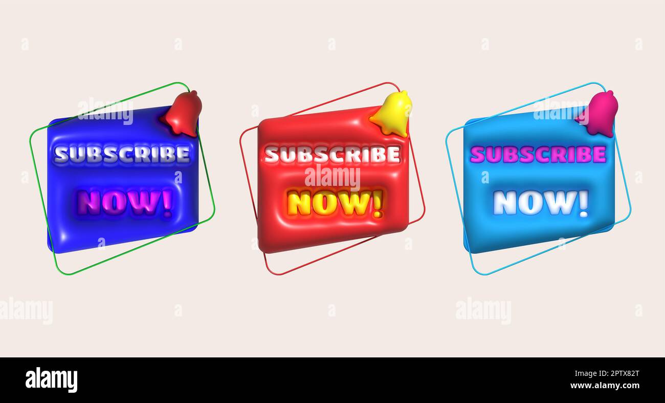 3D illustration subscribe icon. Subscribe button. 3D element Stock ...