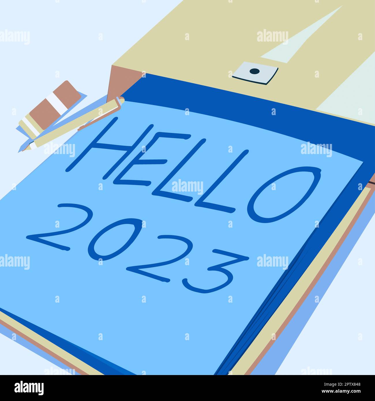 Hand writing sign Hello 2023, Business overview celebration of the ...