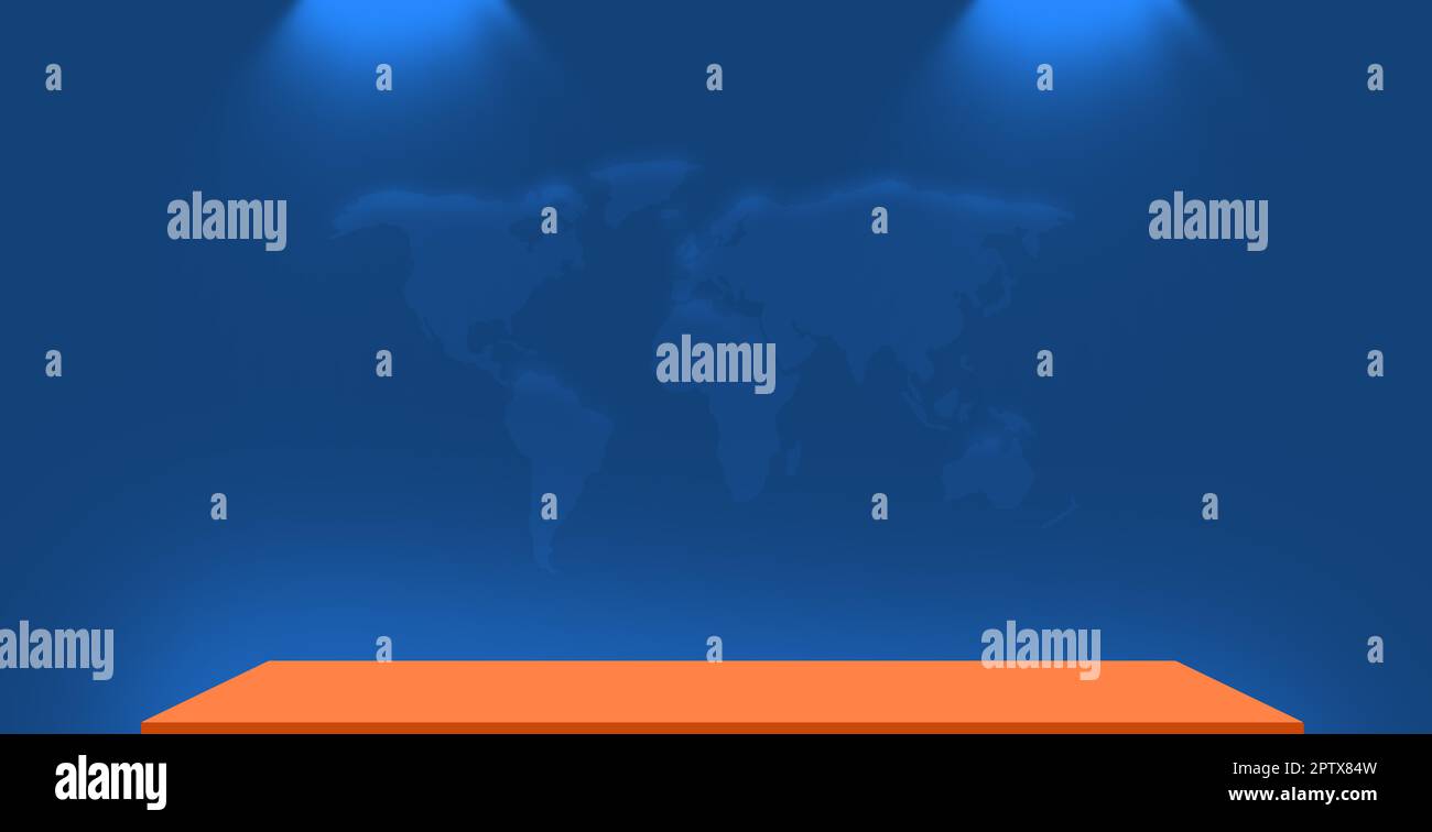 Counter with world map at background, 3d illustration Stock Photo - Alamy
