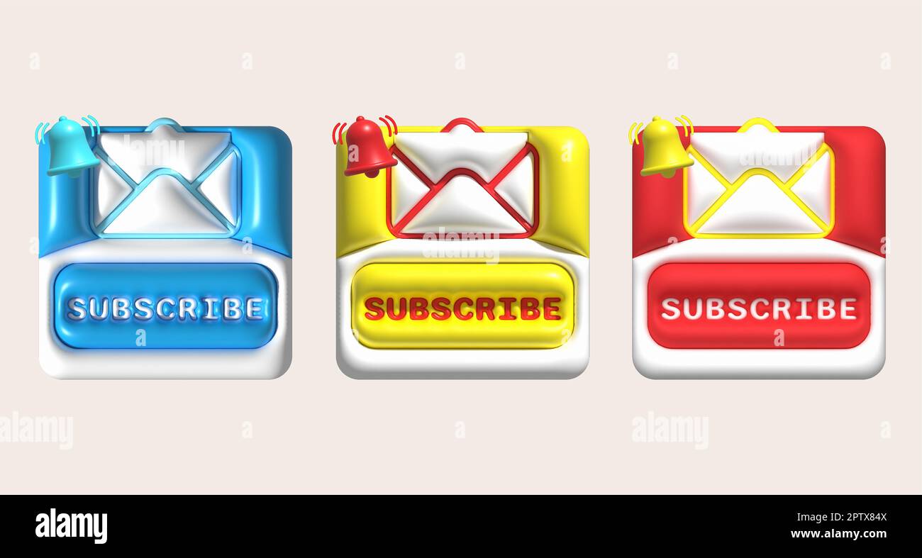 3D illustration subscribe icon. Subscribe button. 3D element Stock ...
