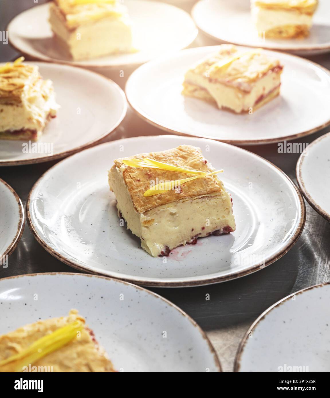 Puff pastry base and custard cream filling cake also know cremeschnitte ...