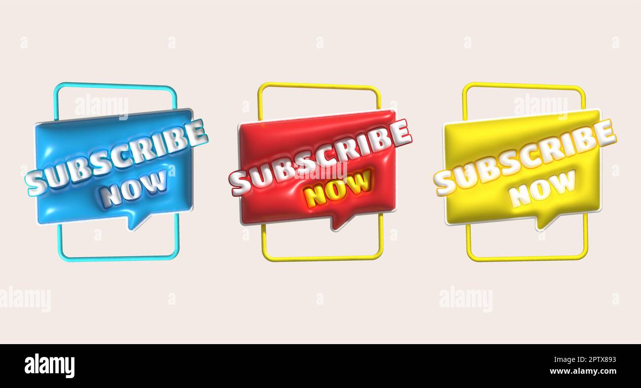 3D illustration subscribe icon. Subscribe button. 3D element Stock ...