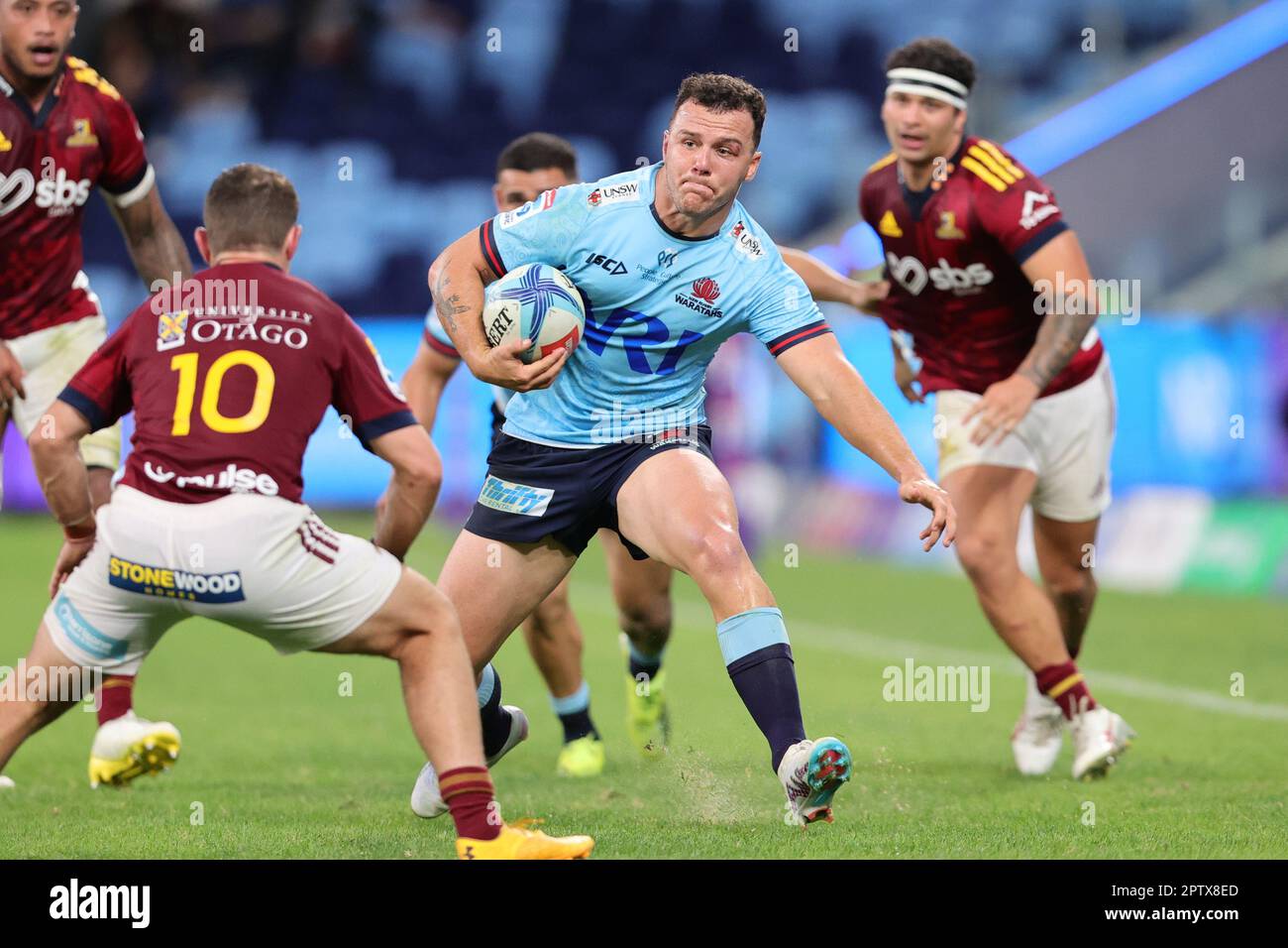 Sydney, Australia, 28 April, 2023. Dylan Pietsch of Waratahs runs the ...