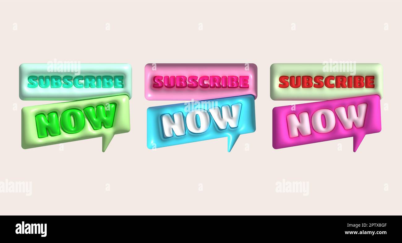 3D illustration subscribe icon. Subscribe button. 3D element Stock ...