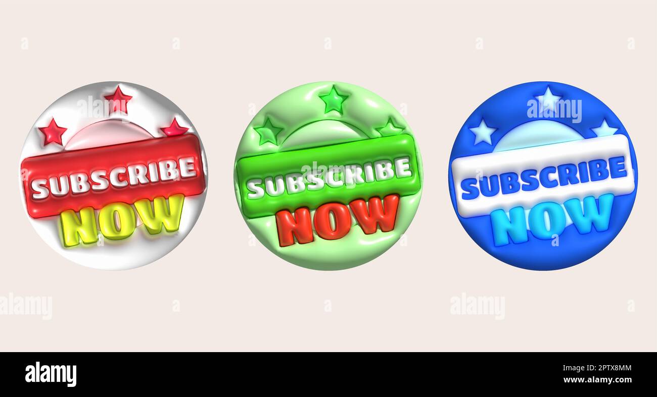 3D illustration subscribe icon. Subscribe button. 3D element Stock Photo - Alamy