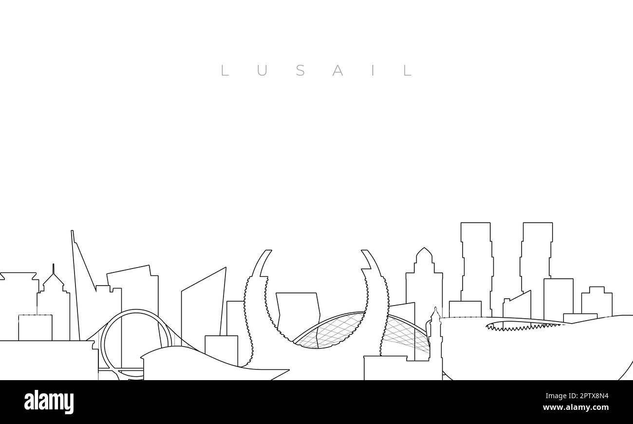 Outline Lusail skyline. Trendy template with Lusail buildings and ...