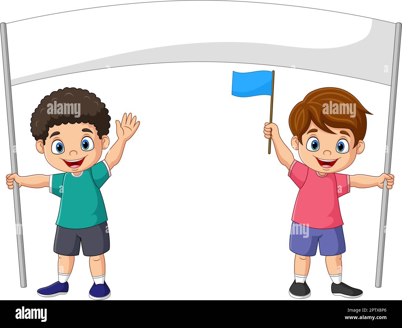Cartoon children holding big blank flags Stock Vector Image & Art - Alamy
