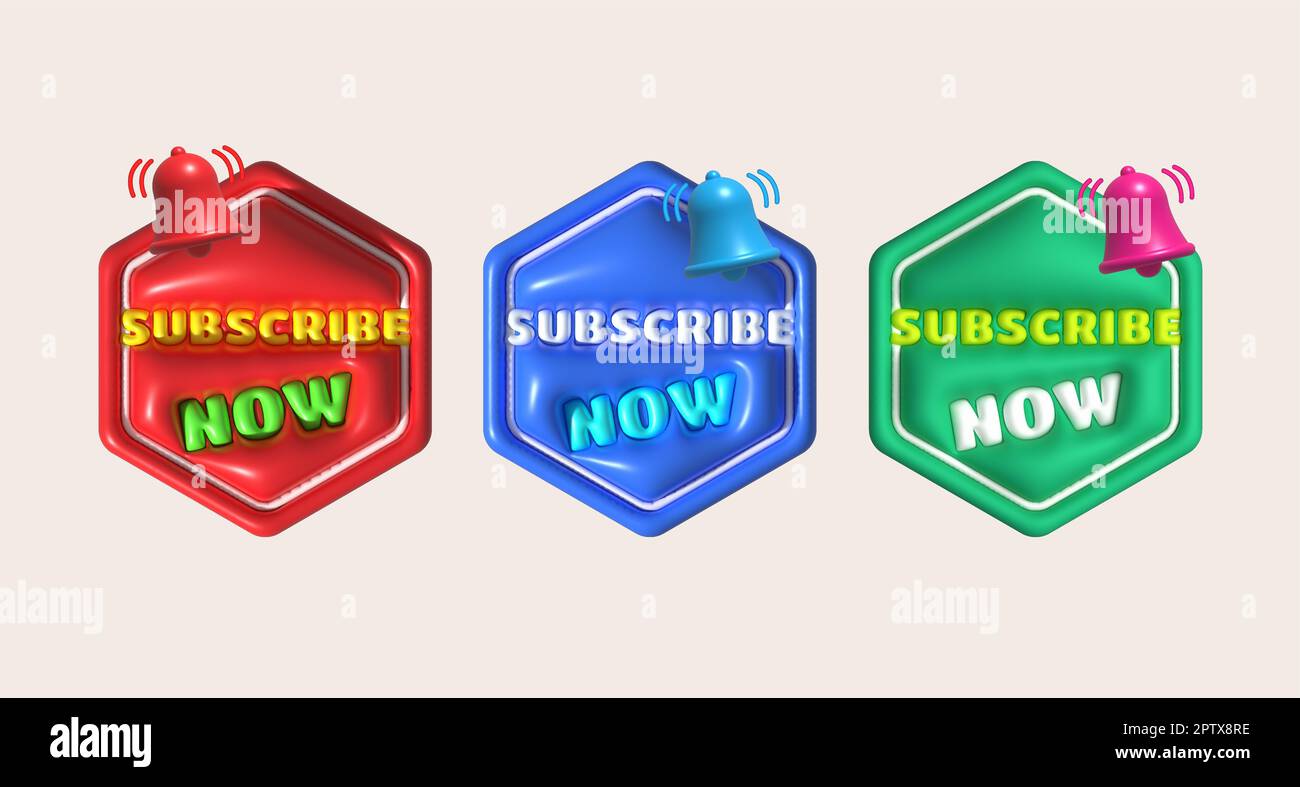 3D illustration subscribe icon. Subscribe button. 3D element Stock Photo - Alamy