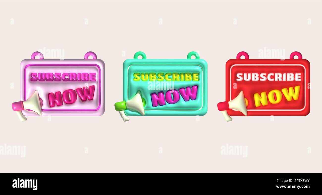 3D illustration subscribe icon. Subscribe button. 3D element Stock ...