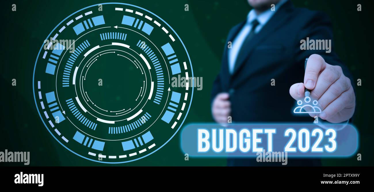 Text showing inspiration Budget 2023, Business overview estimate of ...