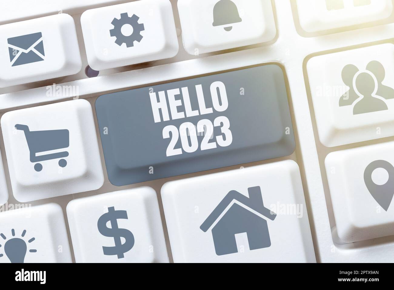 Hand writing sign Hello 2023, Word Written on celebration of the ...